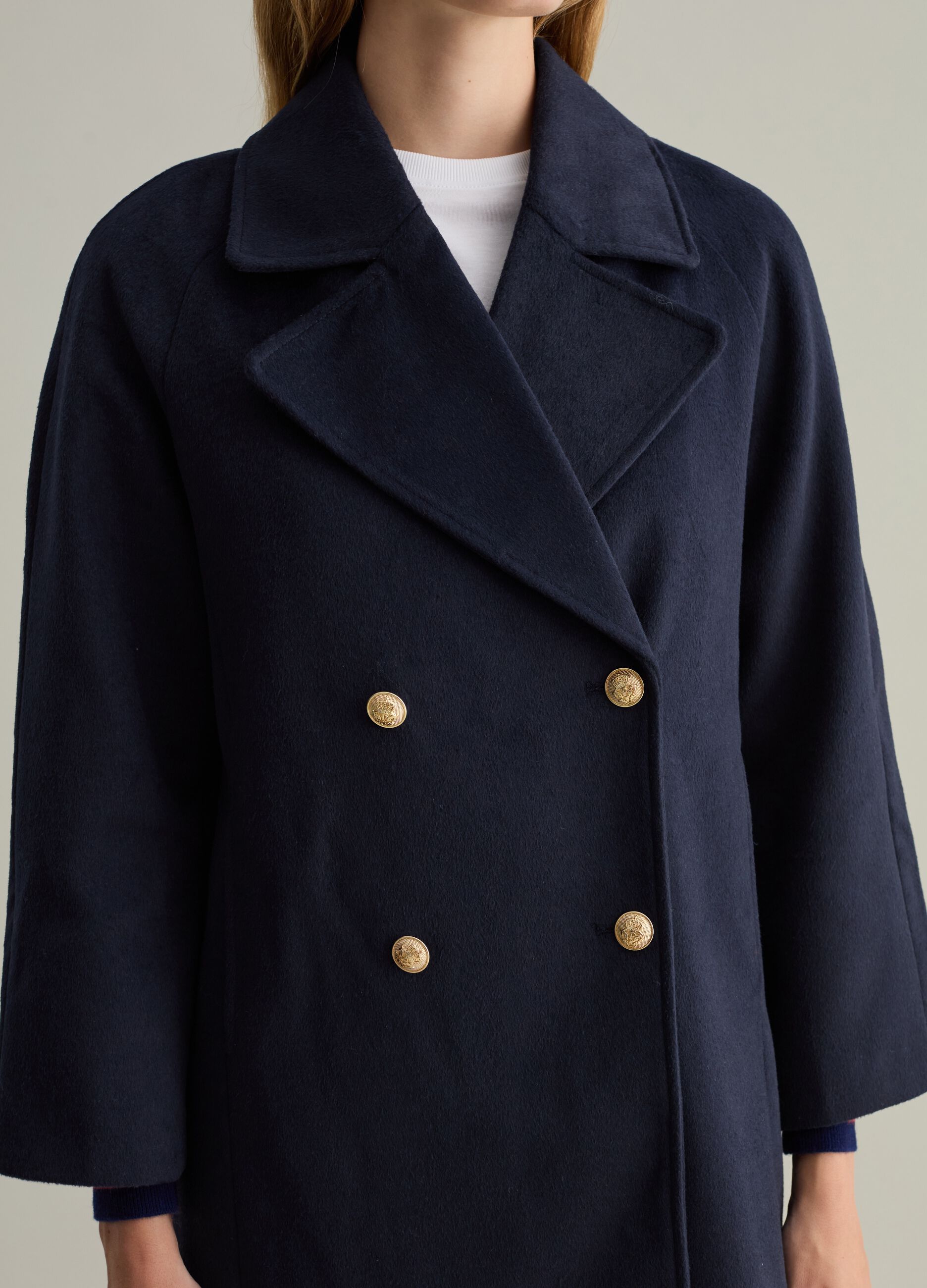 Cappotto caban doppiopetto con bottoni dorati Blu navy PIOMBO da Donna ...