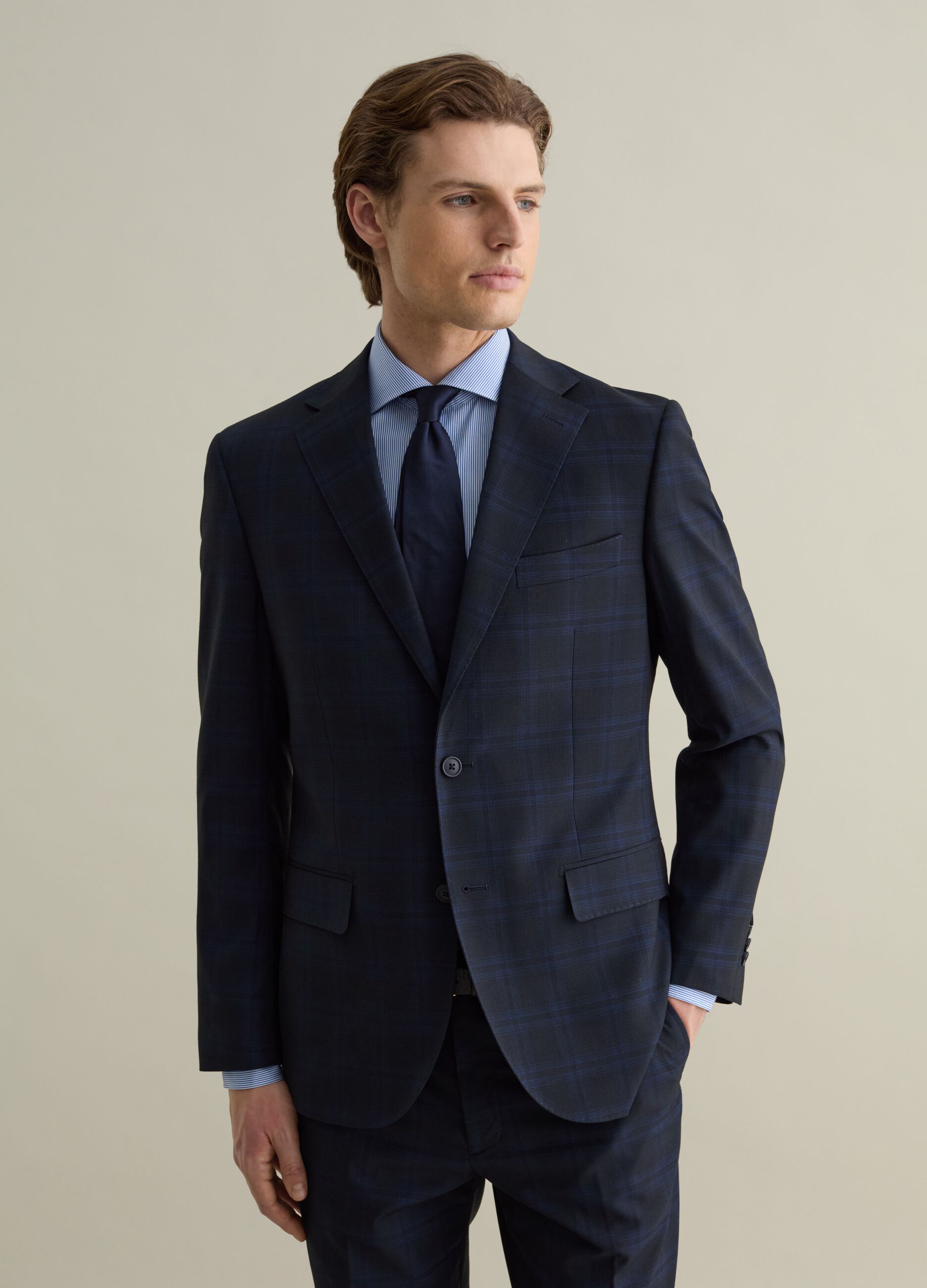 Blazer monopetto in fantasia check PIOMBO da Uomo | OVS